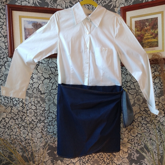 DG2 by Diane Gilman | Dresses | Diane Gilman Denim Skirt White Button ...